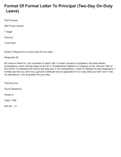Official Letter for Leave - 18+ Examples, Format, Sample | Examples