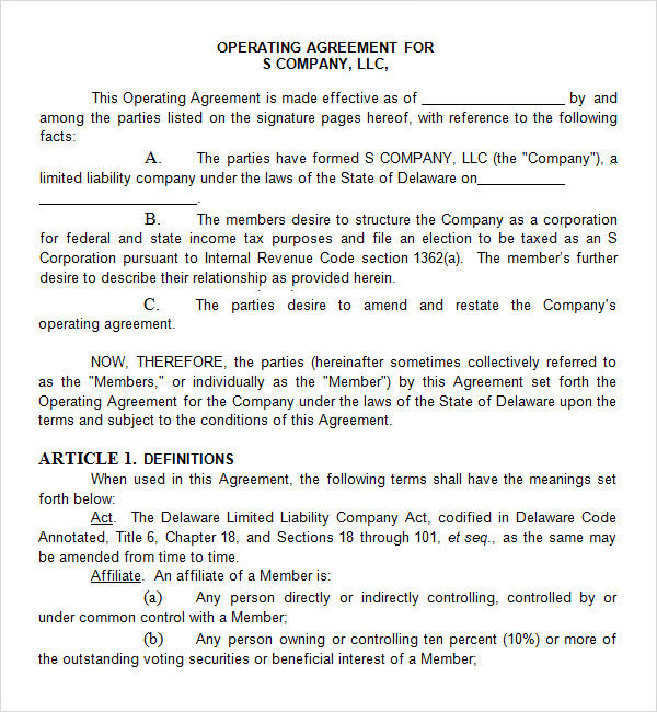 Business Operating Agreement 9 Examples Format Pdf Examples