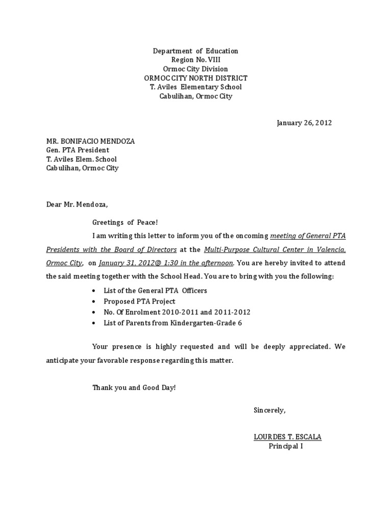 Official Meeting Letter 14 Examples Photoshop Illustrator Word