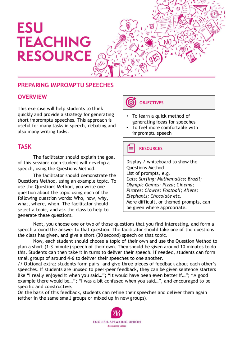 Impromptu Speech - 6+ Examples, Format, Sample | Examples