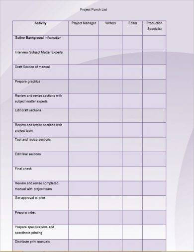Punch List - 6+ Examples, Format, Pdf