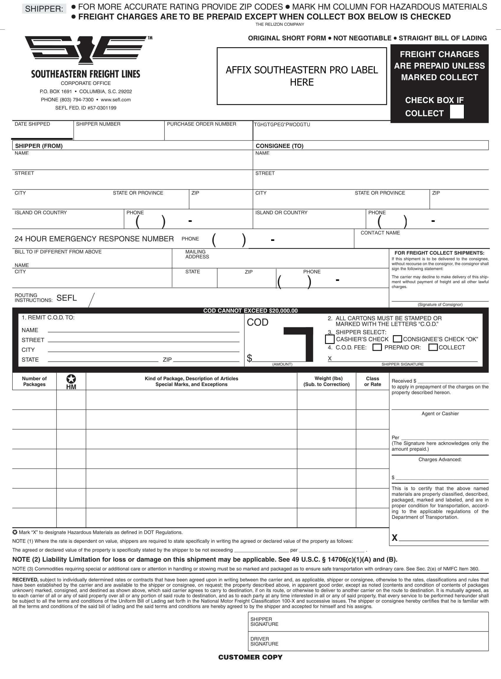 Transport Bill Of Lading 10 Examples Format Pdf Examples