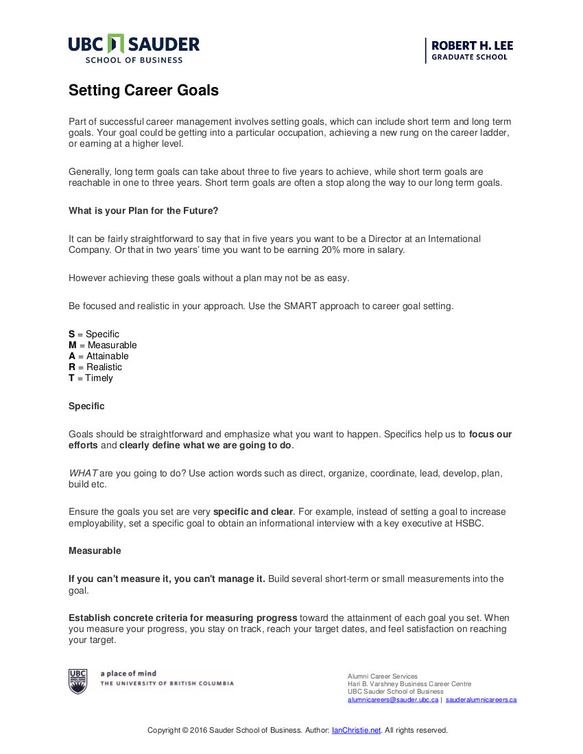 Goal Setting for Work - 9+ Examples, Format, Pdf | Examples