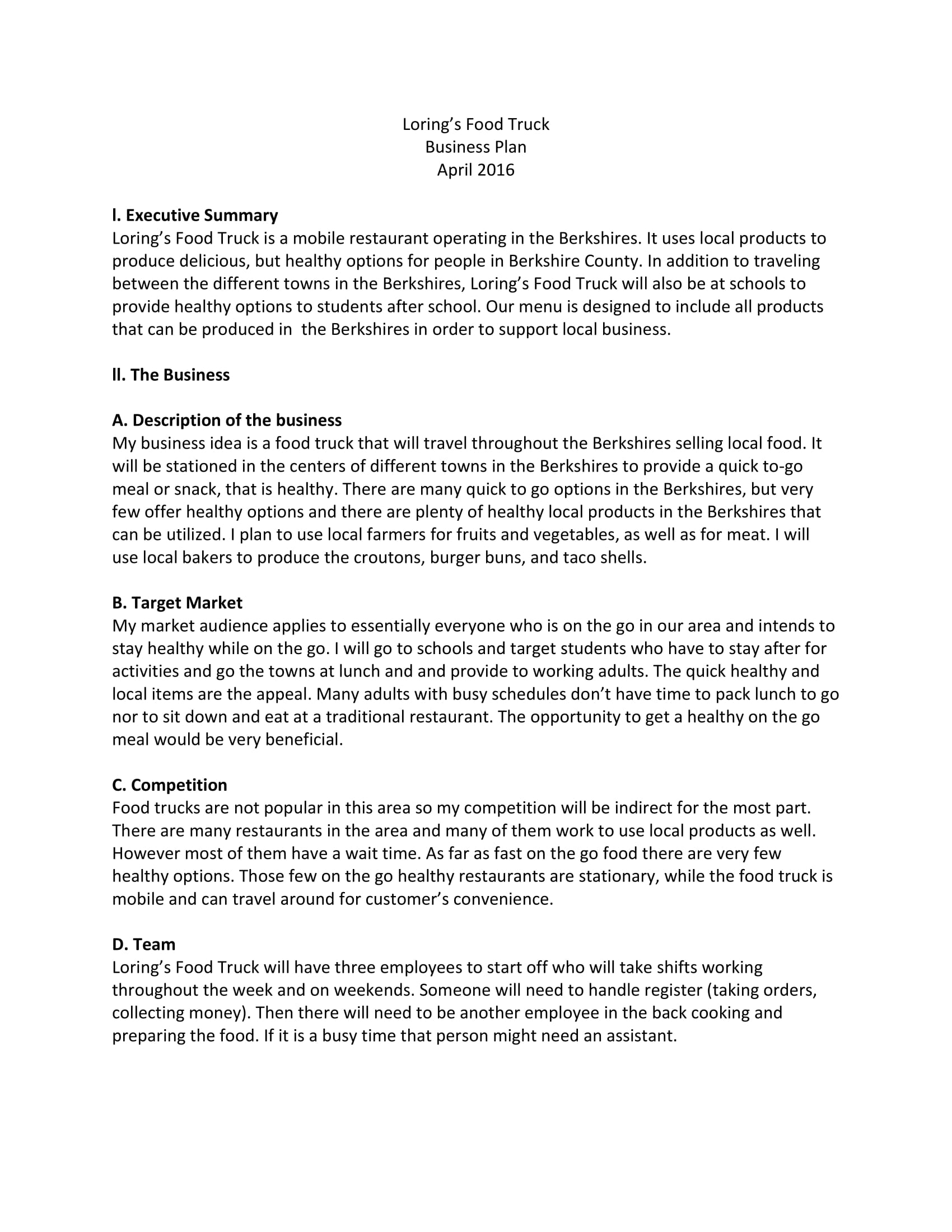 Mobile Food Business Plan Template PDF Template Mobile Food Business Plan Template PDF Template