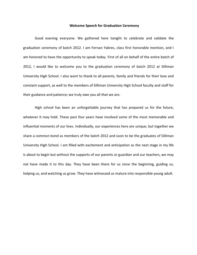  Tagalog Welcome Address For Graduation What Are Some Examples Of 