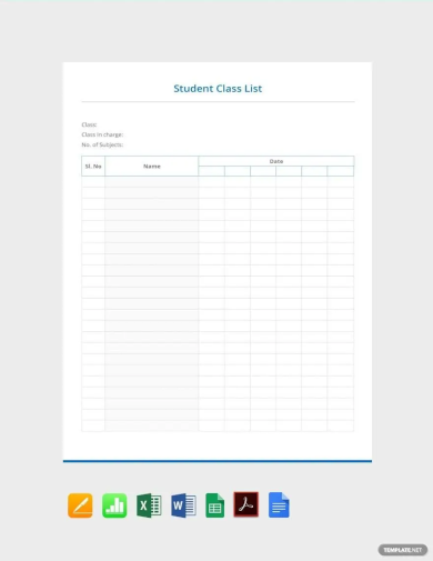 Class List - 12+ Examples, Format, Pdf | Examples