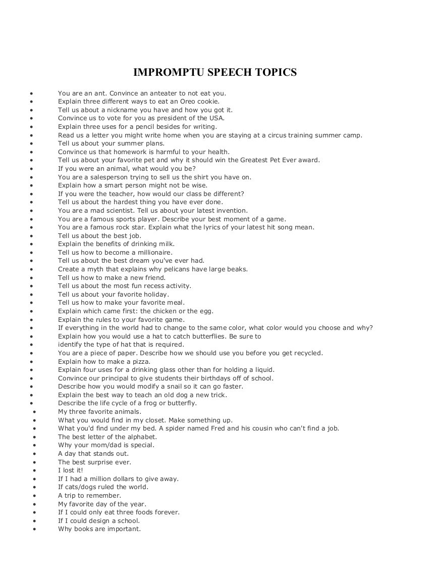 Example Of Unprepared Speech Sulslamoa