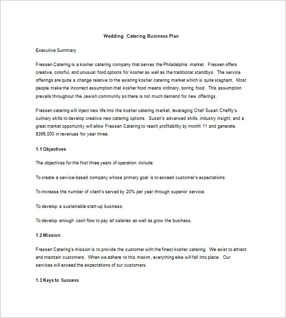 Business Plan About Catering Service How To Write A Business Plan For 
