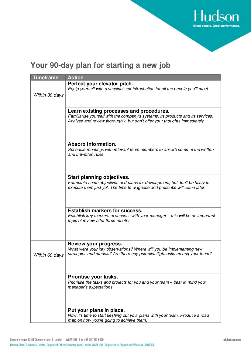 90-Day Plan for a New Job - 7+ Examples, Format, Pdf | Examples