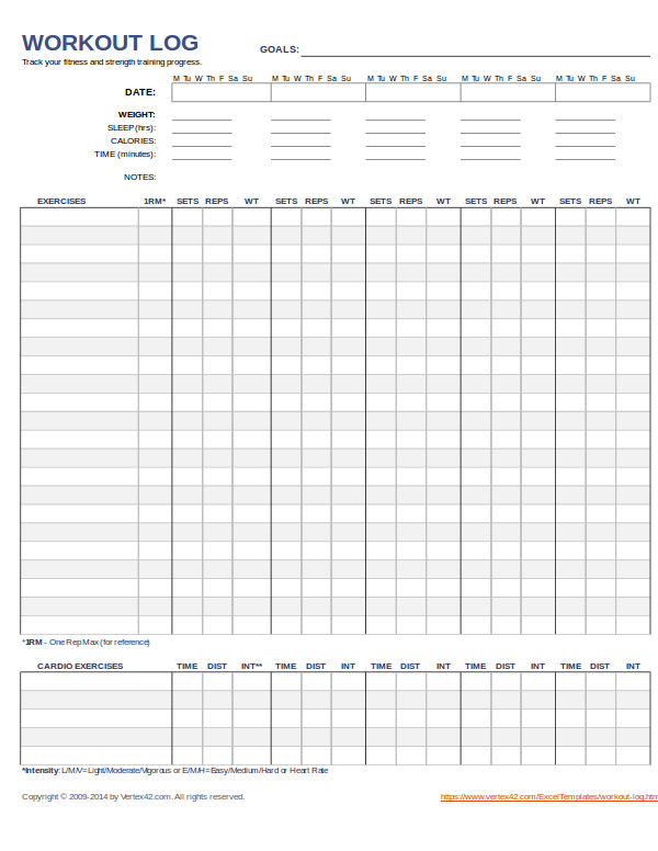 Workout Journal Template Excel EOUA Blog