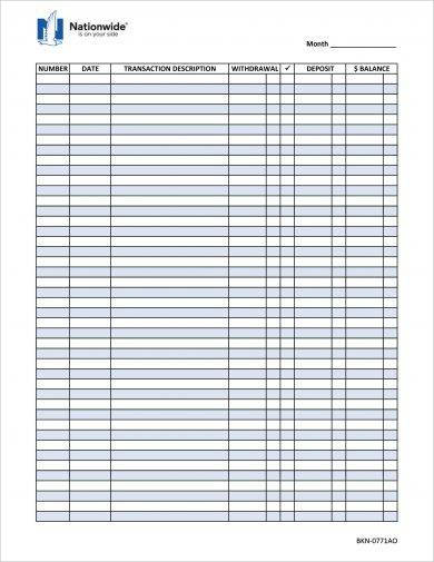 Simple Checkbook Register - 9+ Examples, Format, Pdf