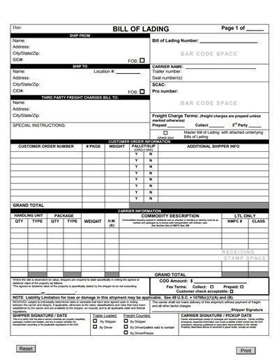 Straight Bill Of Lading 8 Examples Format Pdf Examples