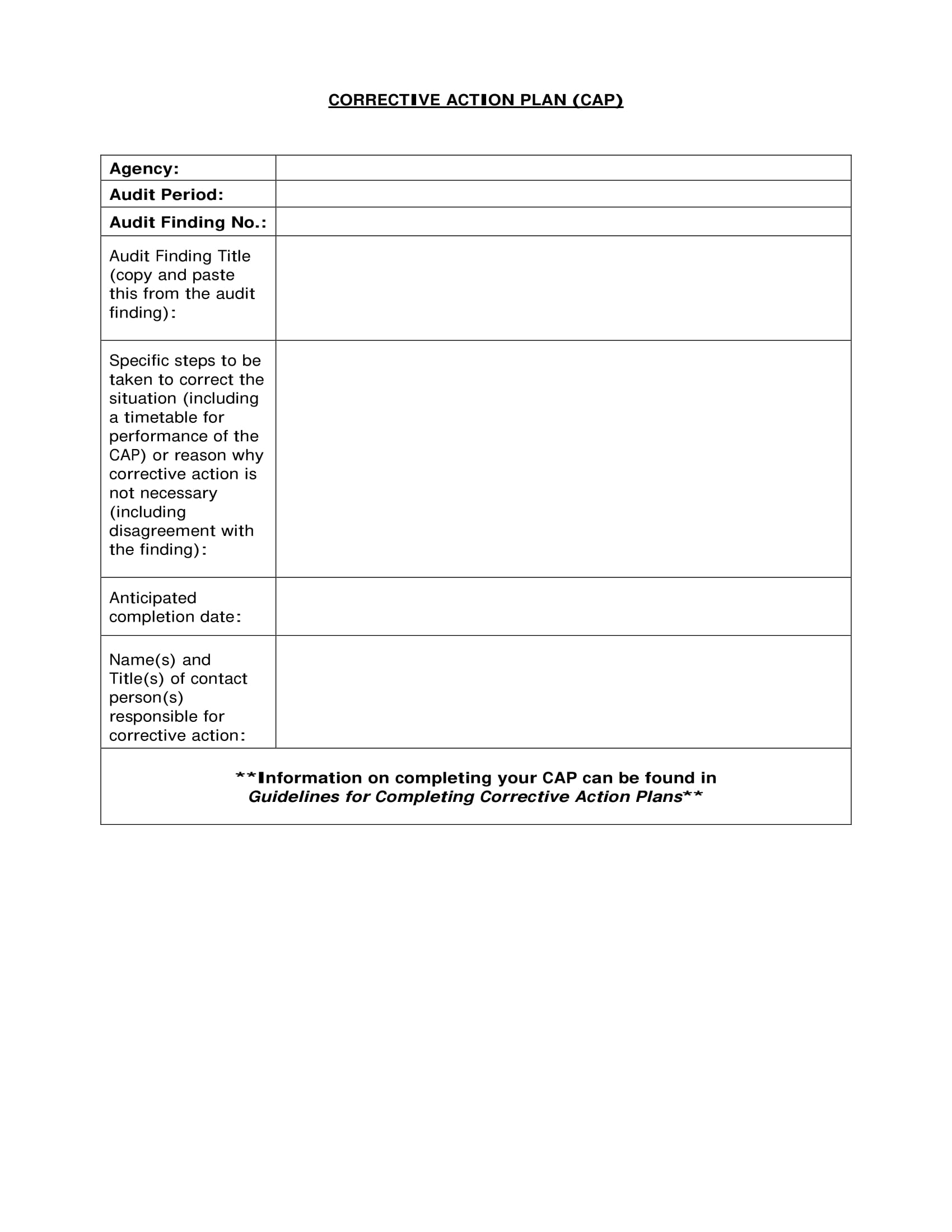 Printable Plan Of Correction Template Printable Templates