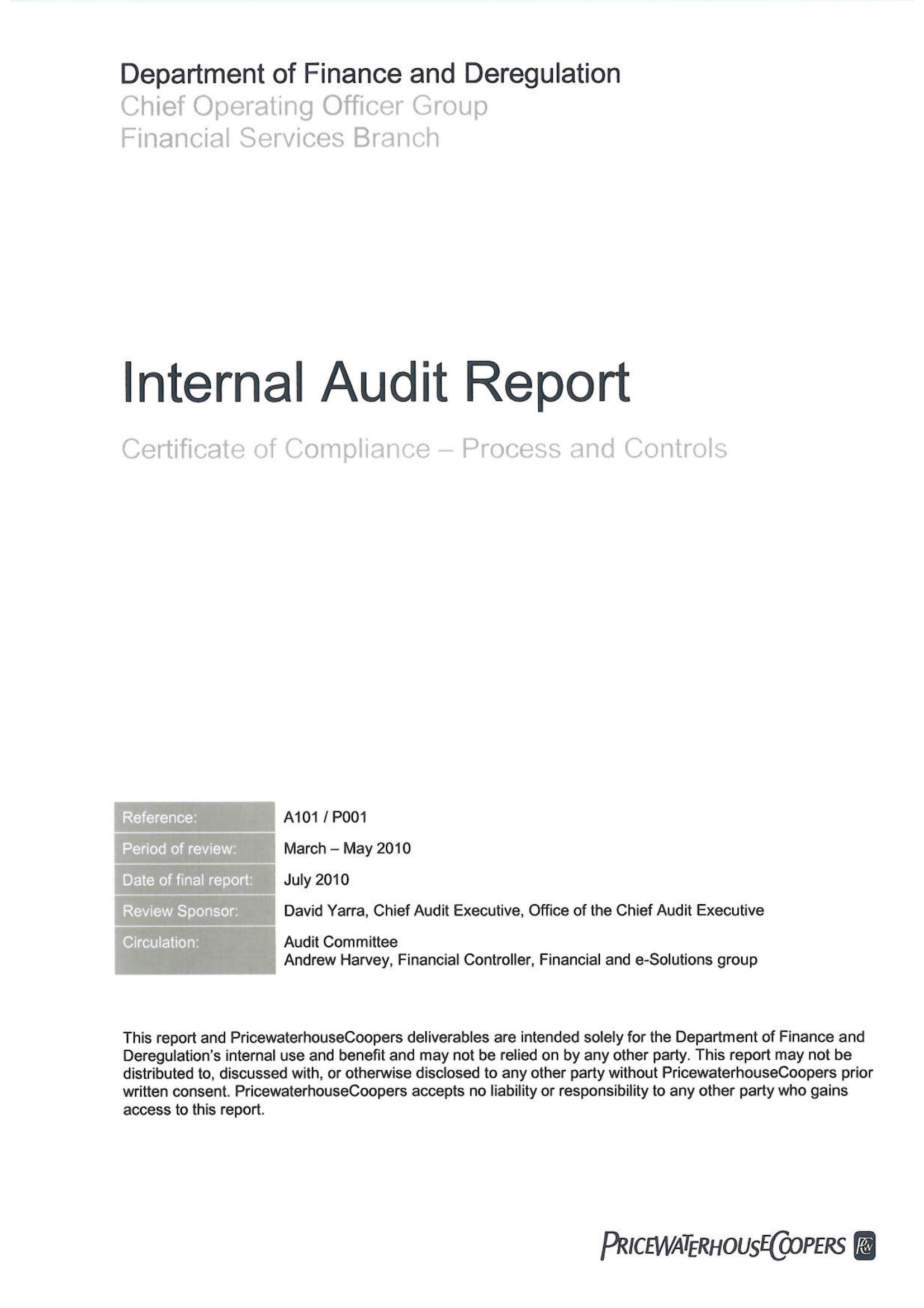 Sample Internal Audit Report Executive Summary Classles Democracy