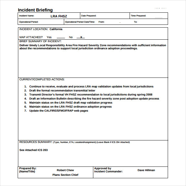 Incident Action Plan Form