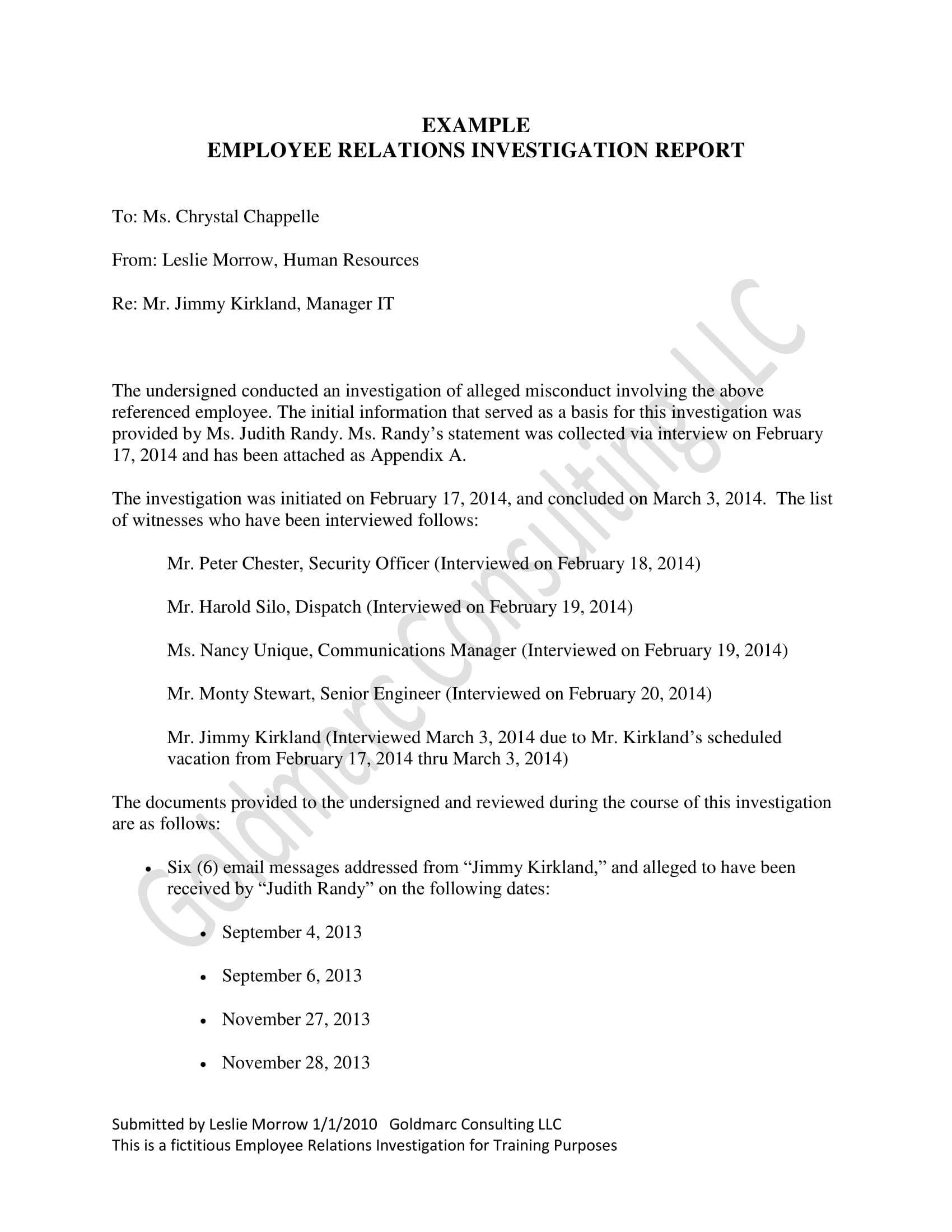 Workplace Investigation Report Examples 10 PDF Examples
