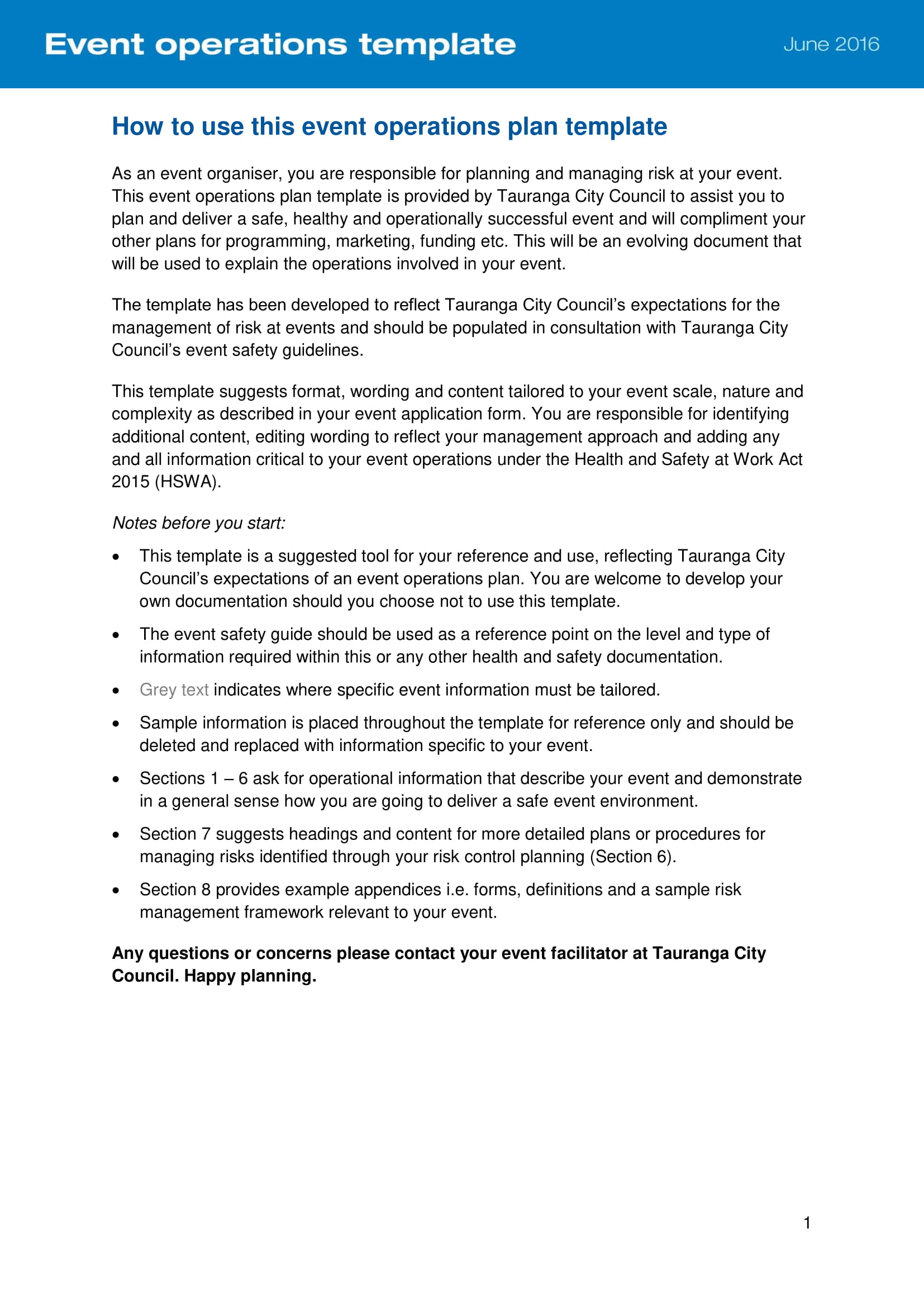 Operational Plan Examples