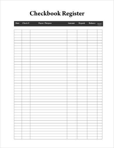 Simple Checkbook Register - 9+ Examples, Format, Pdf