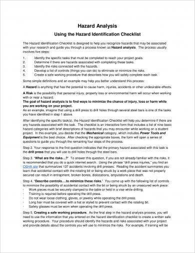 Hazard Analysis - 14+ Examples, Format, Google Docs, Word, Pages, How ...