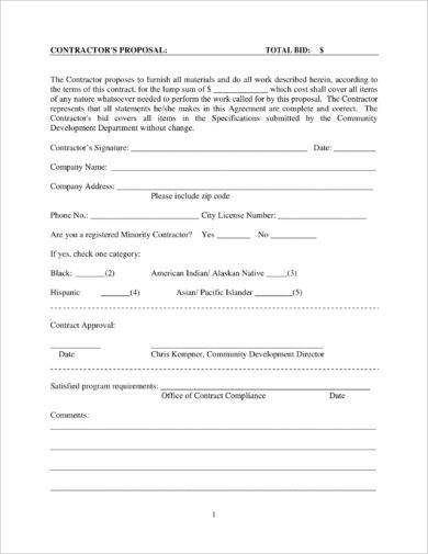 Construction Bid Form - 11+ Examples, Format, Pdf | Examples