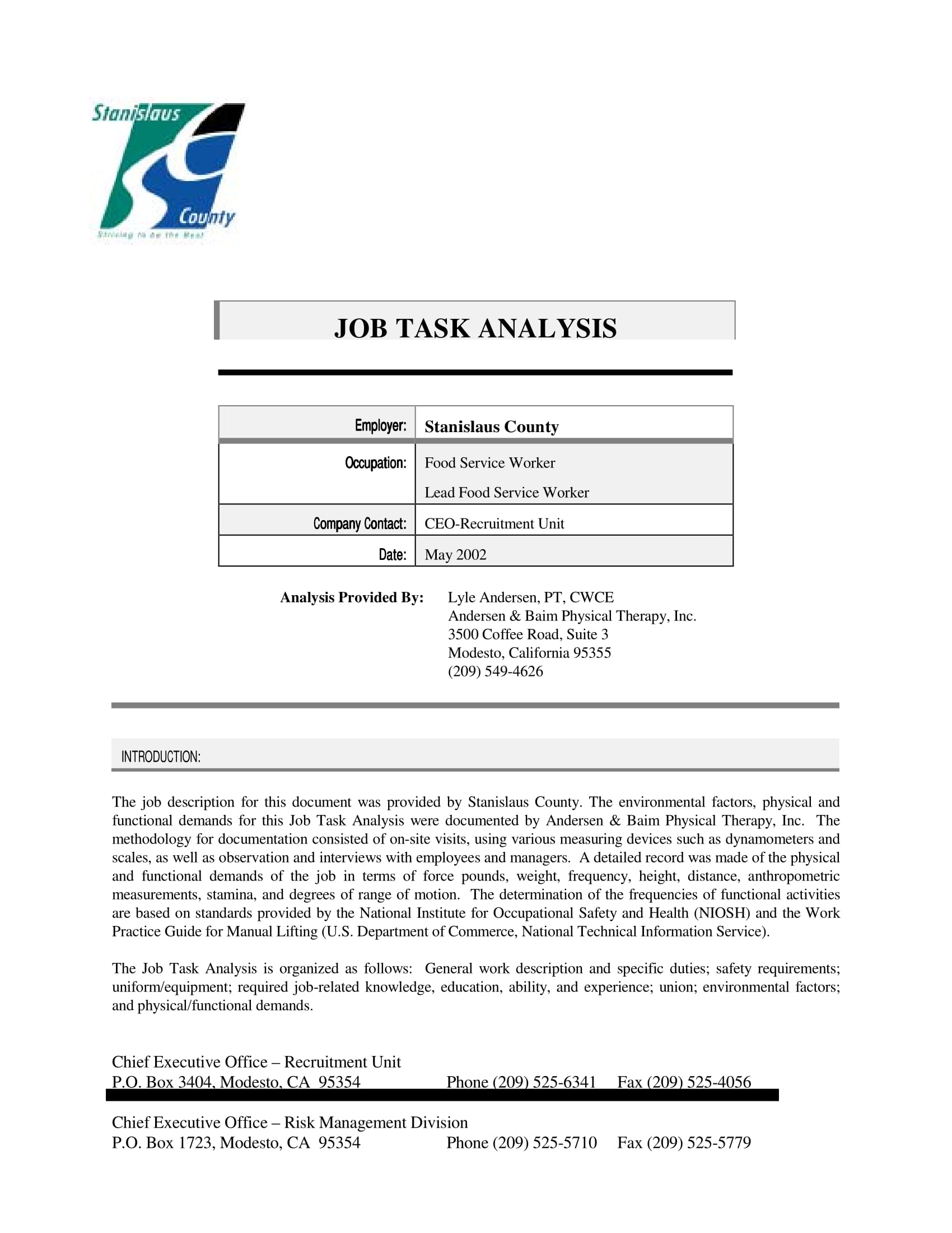 Job Task Analysis - 11+ Examples, Format, Pdf | Examples
