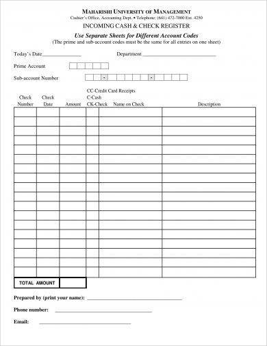 Simple Checkbook Register - 9+ Examples, Format, Pdf