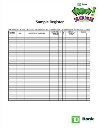 Simple Checkbook Register - 9+ Examples, Format, Pdf | Examples