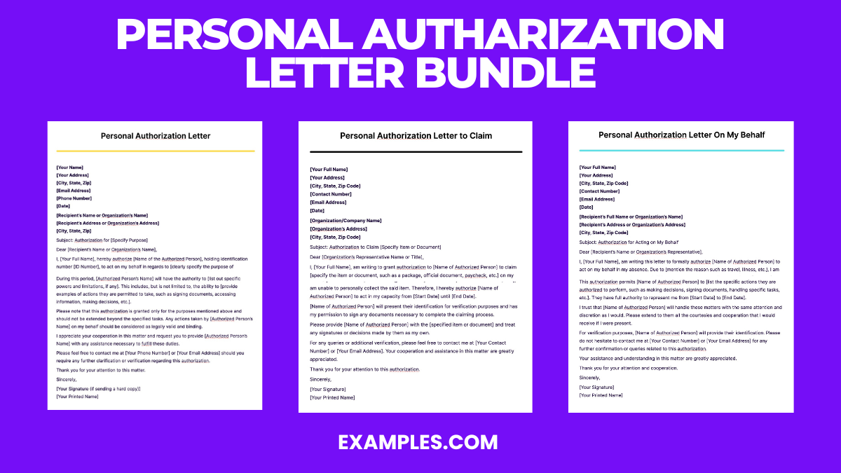 Personal Authorization Letter - 16+ Examples, Format, Sample | Examples