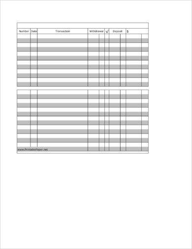 Simple Checkbook Register - 9+ Examples, Format, Pdf