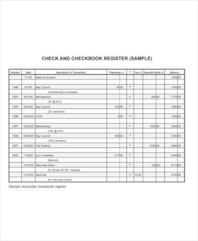 Printable Checkbook Register - 8+ Examples, Format, Pdf | Examples