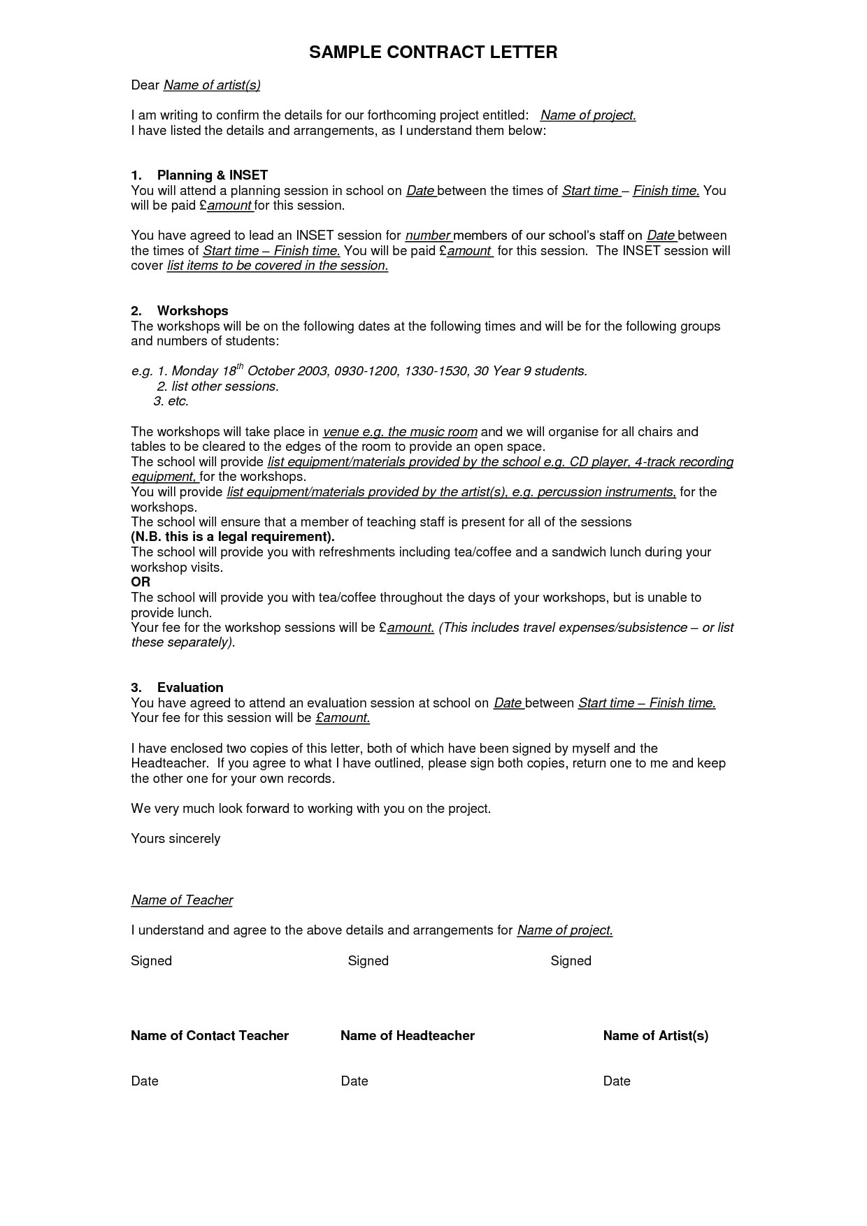 Contract Agreement Letter 9 Examples Format Pdf Examples