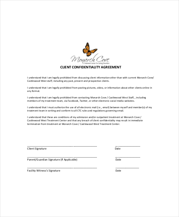 Client Confidentiality Agreement - 10+ Examples, Format, Pdf