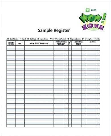 Printable Checkbook Register - 8+ Examples, Format, Pdf | Examples