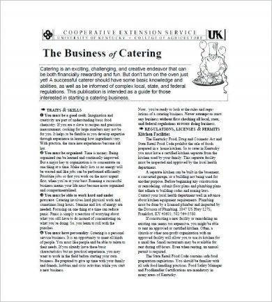 Small Catering Business Plan - 7+ Examples, Format, Pdf, Tips