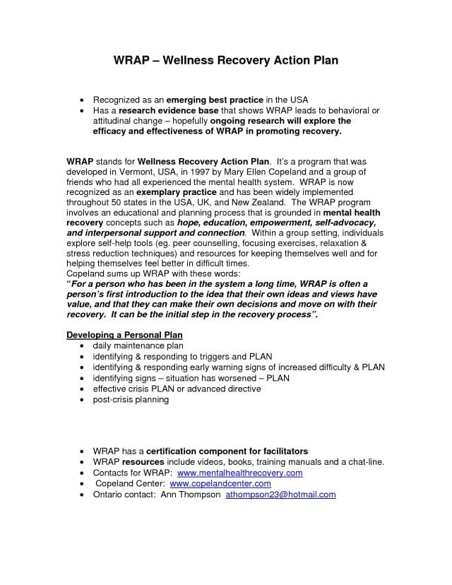 Wellness Recovery Action Plan - 10+ Examples, Format, Benefits, Pdf