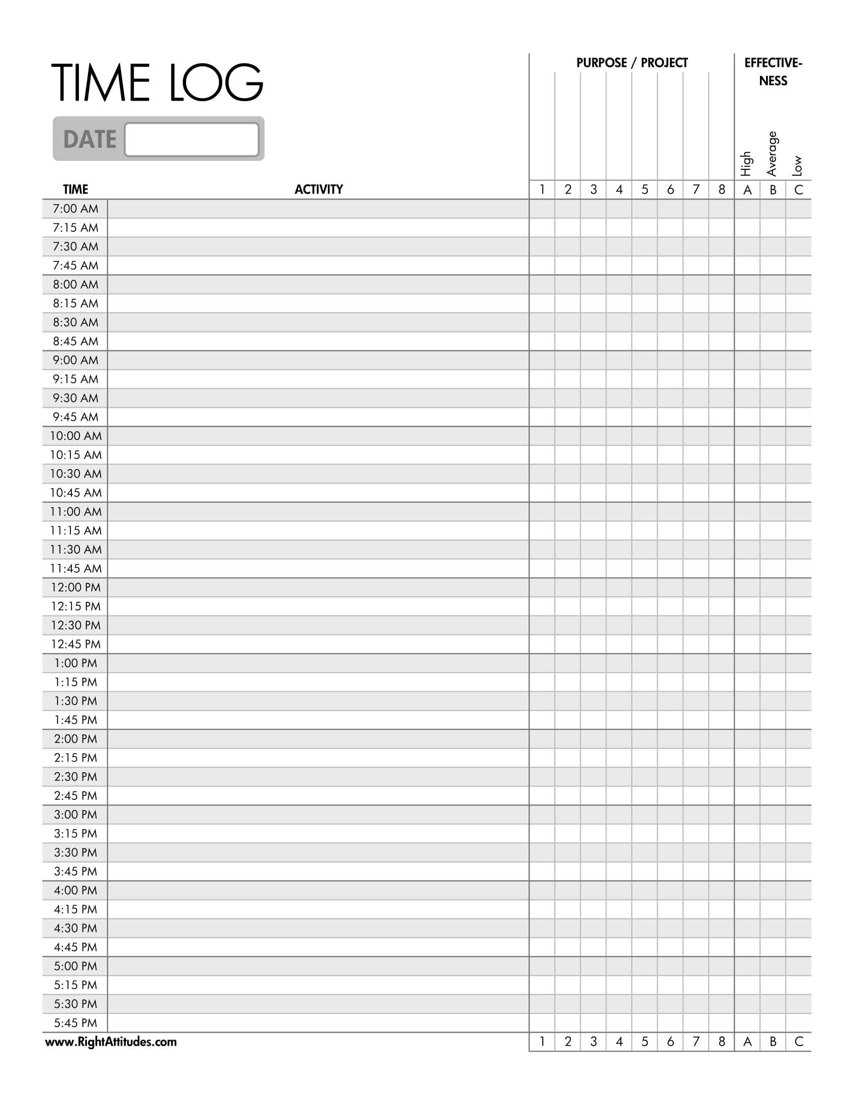 Time Log - 9+ Examples, Format, Pdf | Examples