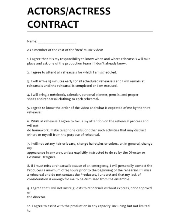 Actor Contract Template