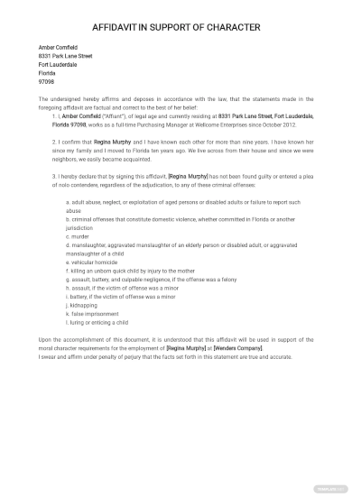 Affidavit of Character - 12+ Examples, Format, Pdf | Examples