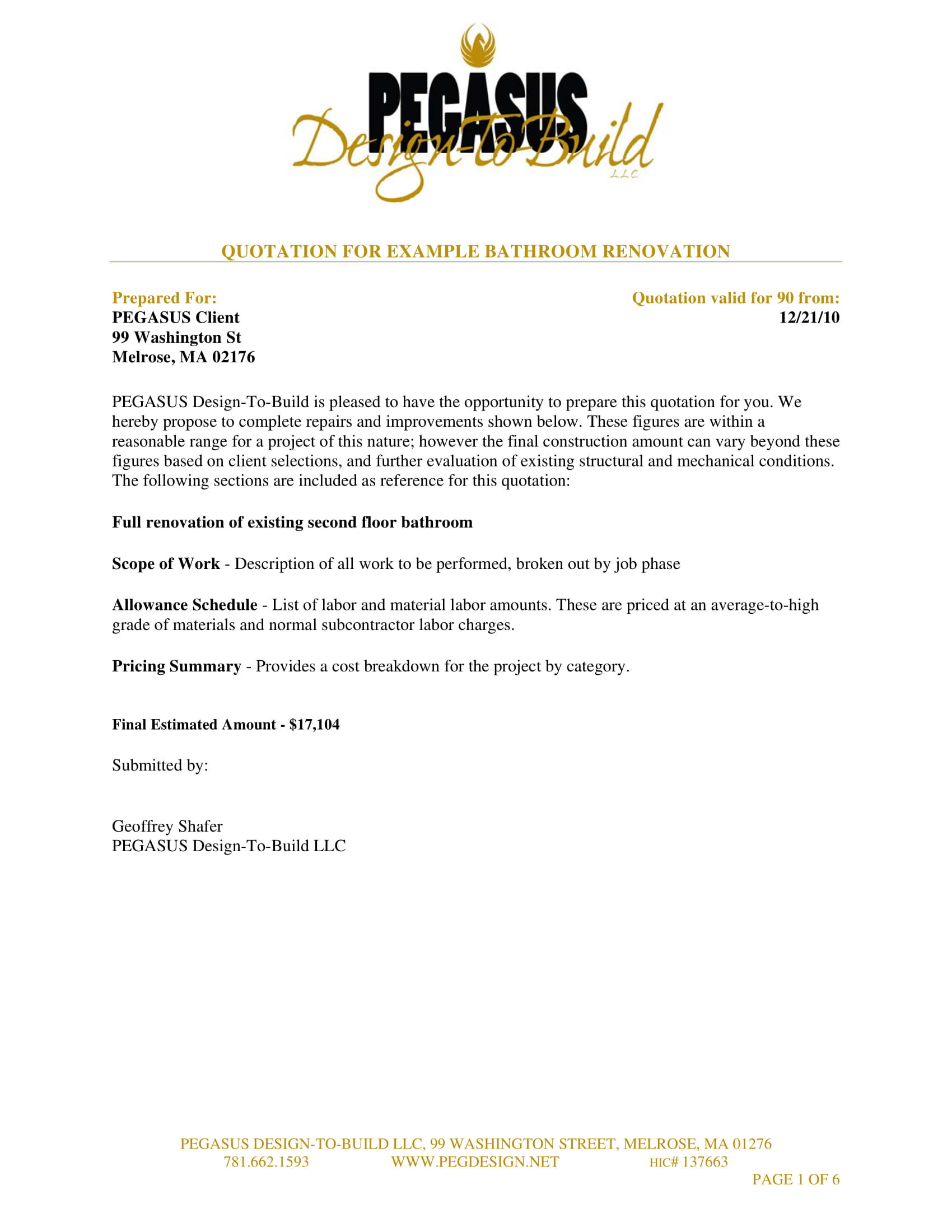 Bathroom Renovation Contract Template - 13+ Examples, Format, Pdf ...