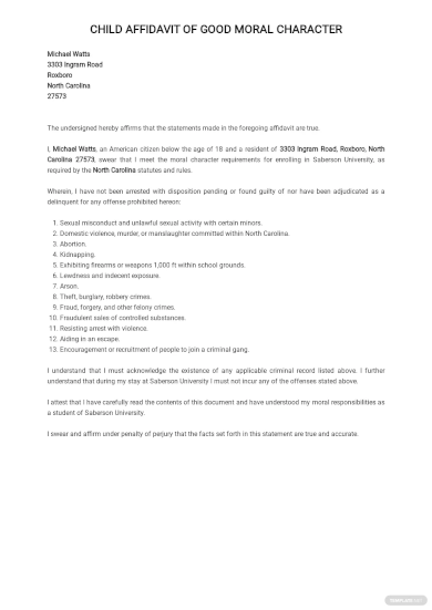 Affidavit of Character - 12+ Examples, Format, Pdf | Examples