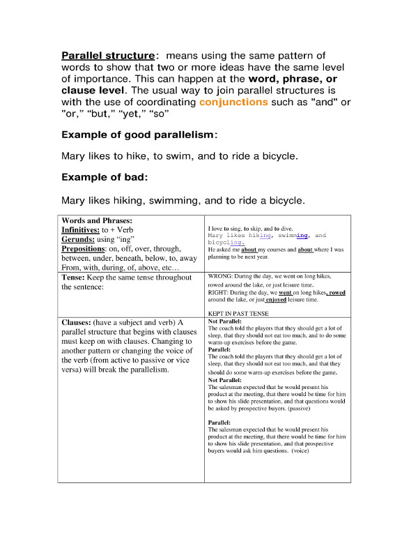 9 Parallel Structure Examples PDF Examples