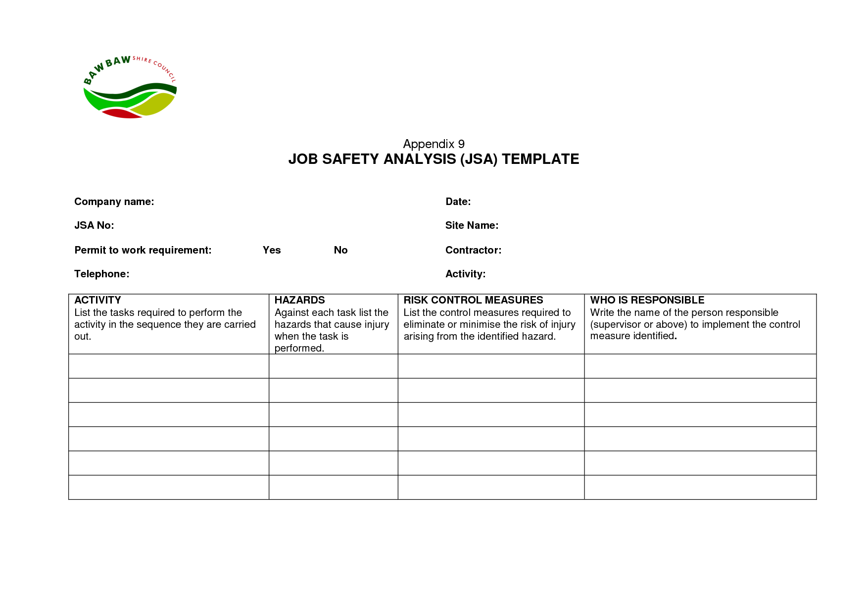 Job Safety Analysis Form Template At Getsummerblog Blog