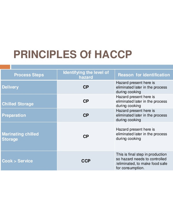 HACCP Hazard Analysis Examples - 10+ PDF | Examples