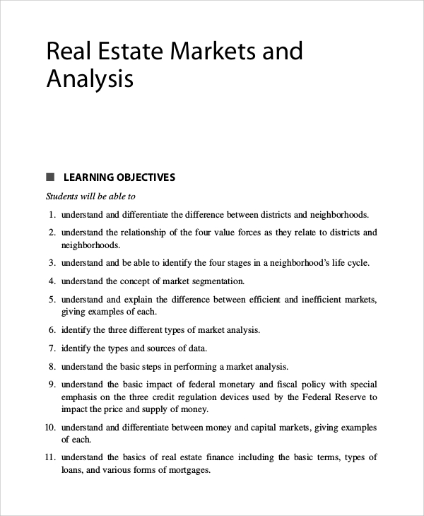 Real Estate Market Analysis 14 Examples Format Pdf Examples