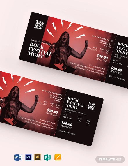 Festival Concert Ticket Examples 10 PSD AI InDesign Publisher 