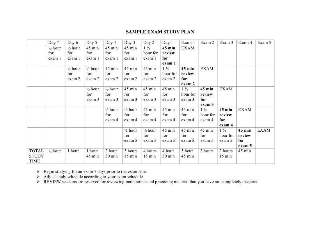 Study Plan for Students - 9+ Examples, Format, Pdf | Examples