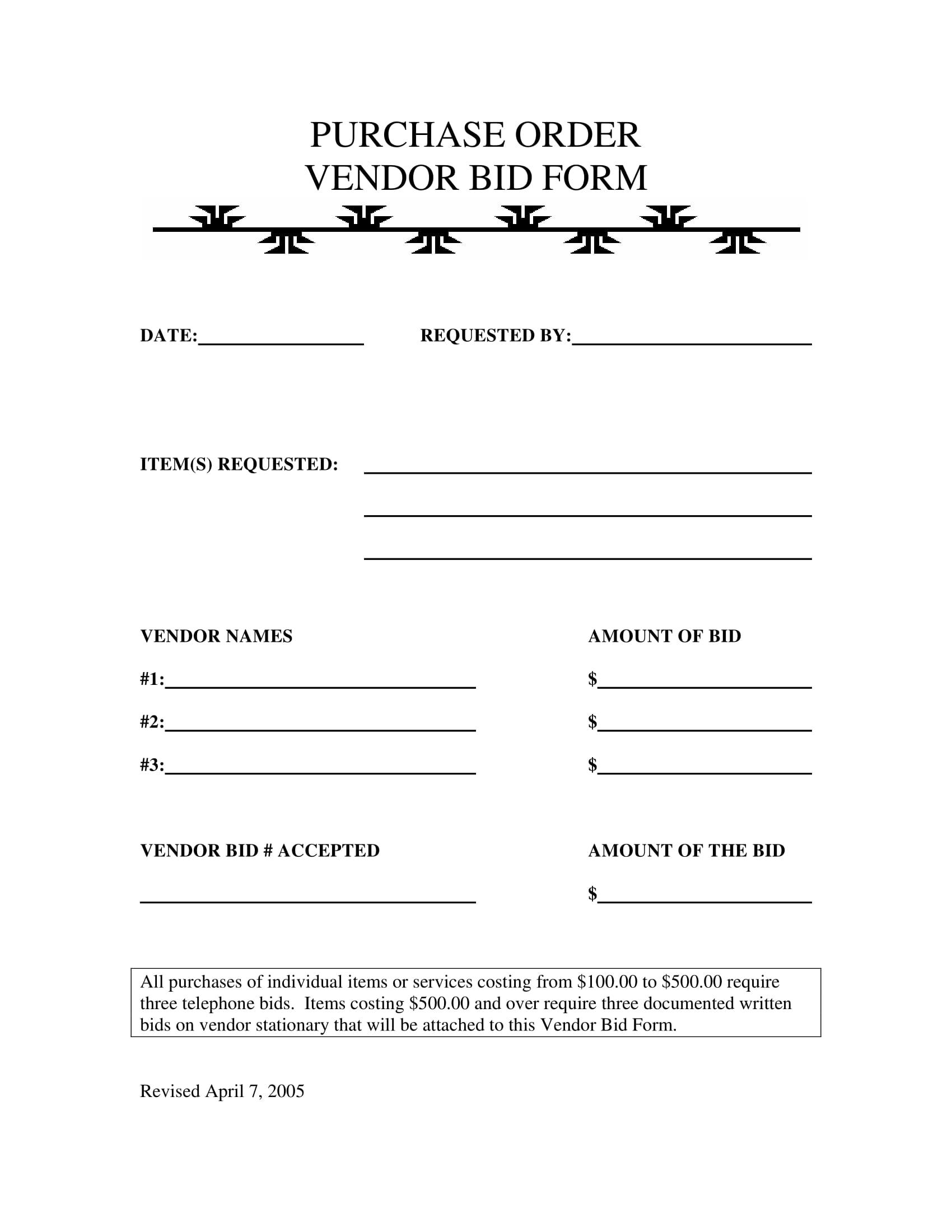 Vendor Bid Form - 10+ Examples, Format, Sample | Examples
