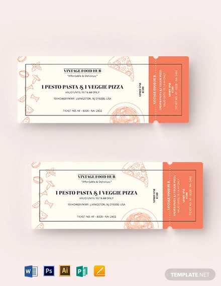 Food Ticket 12 Examples Format Sample Examples