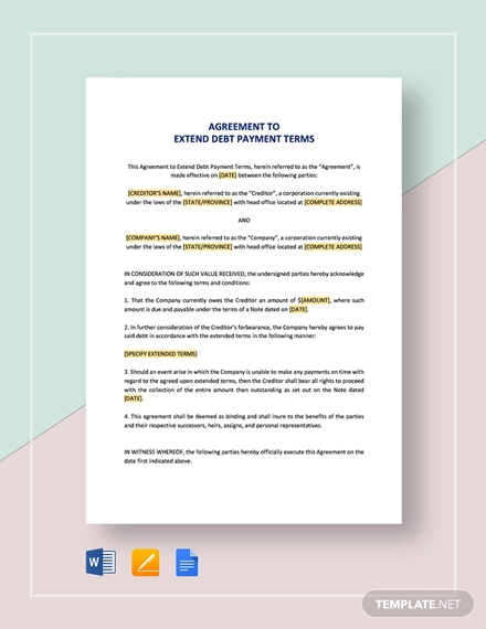 Debt Agreement Contract - 8+ Examples, Format, Pdf | Examples