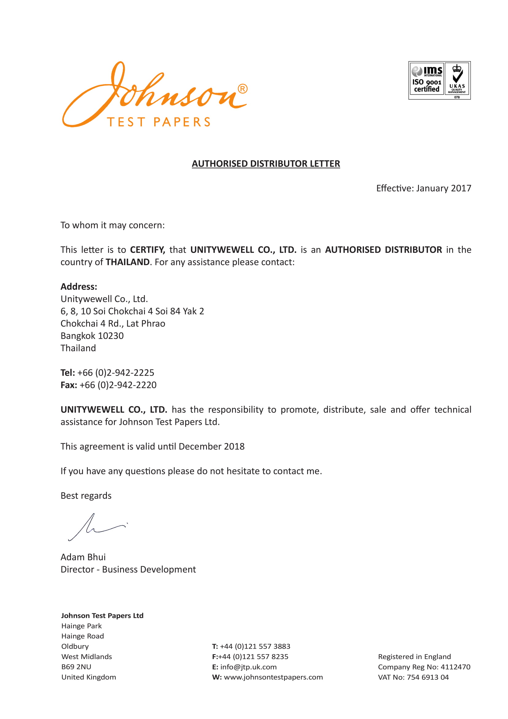 Official Distributor Letter 6 Examples Format Sample Examples